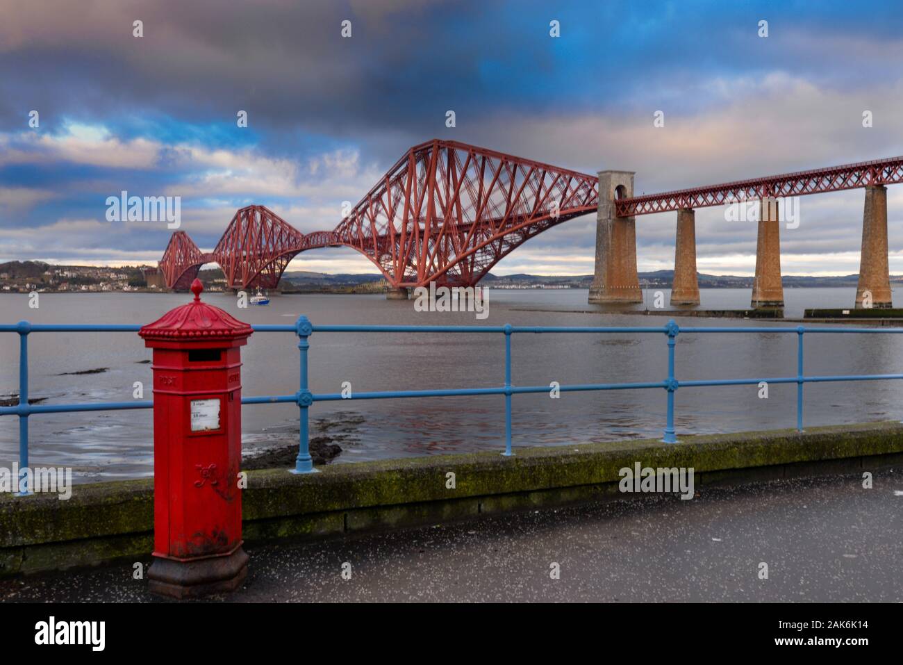 A Victorian Penfold Red Post Box at South Queensferry overlooking the ...