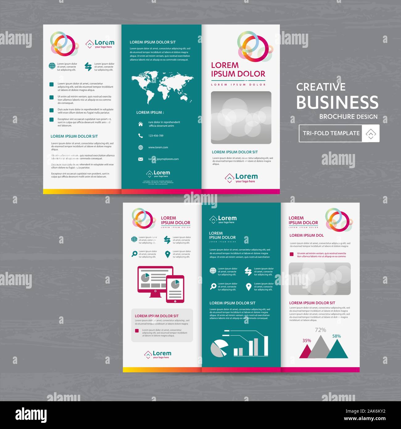 Tri fold Brochure Mock up Background abstract business Leaflet Flyer ...