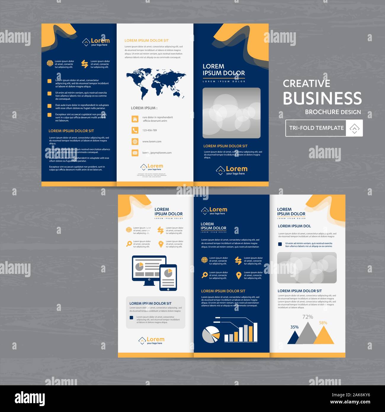 Tri fold Brochure Mock up Background abstract business Leaflet Flyer ...