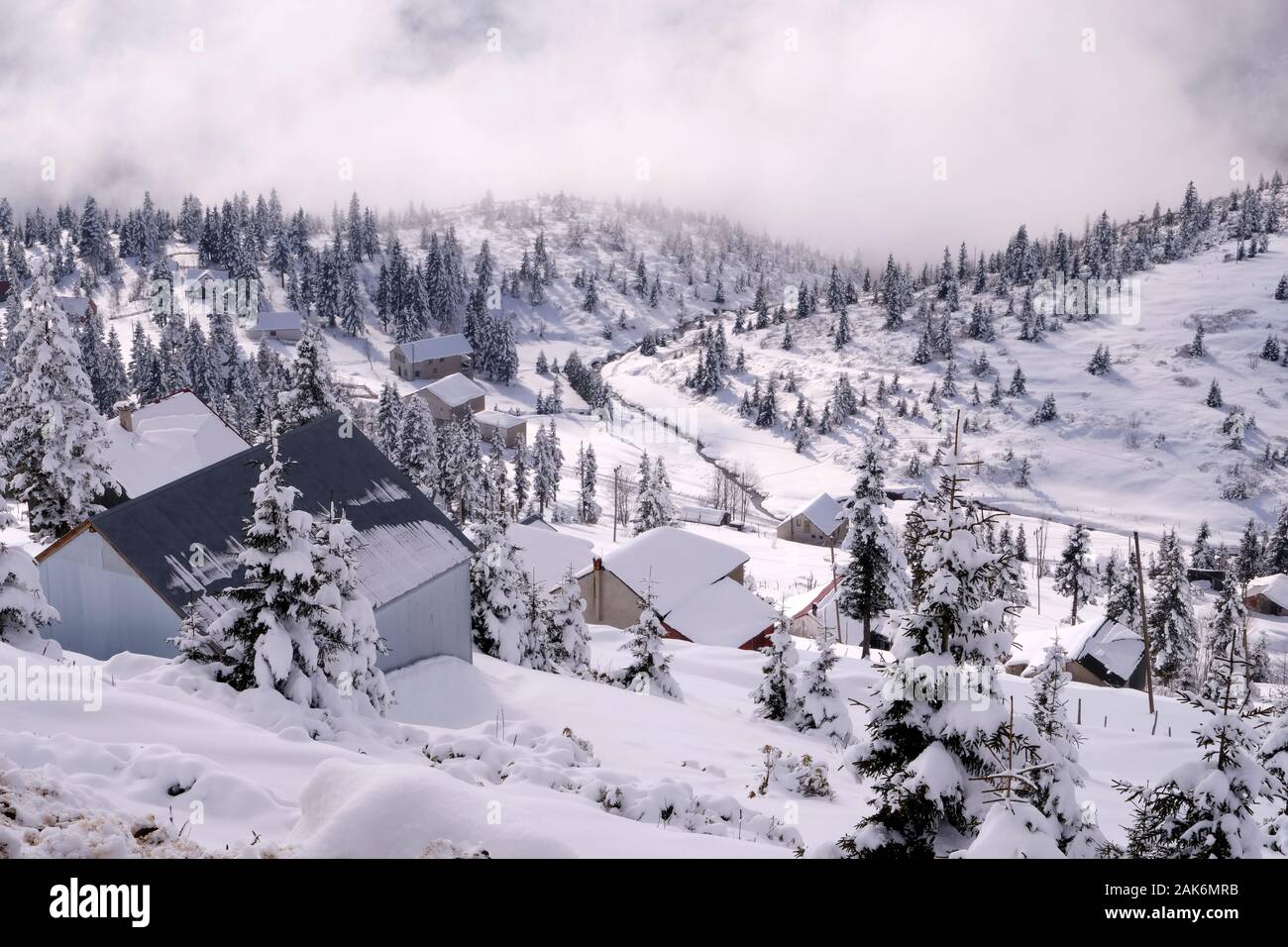 winter landscape from Sis Dağı plateau in trabzon Beşikdüzü turkey ...