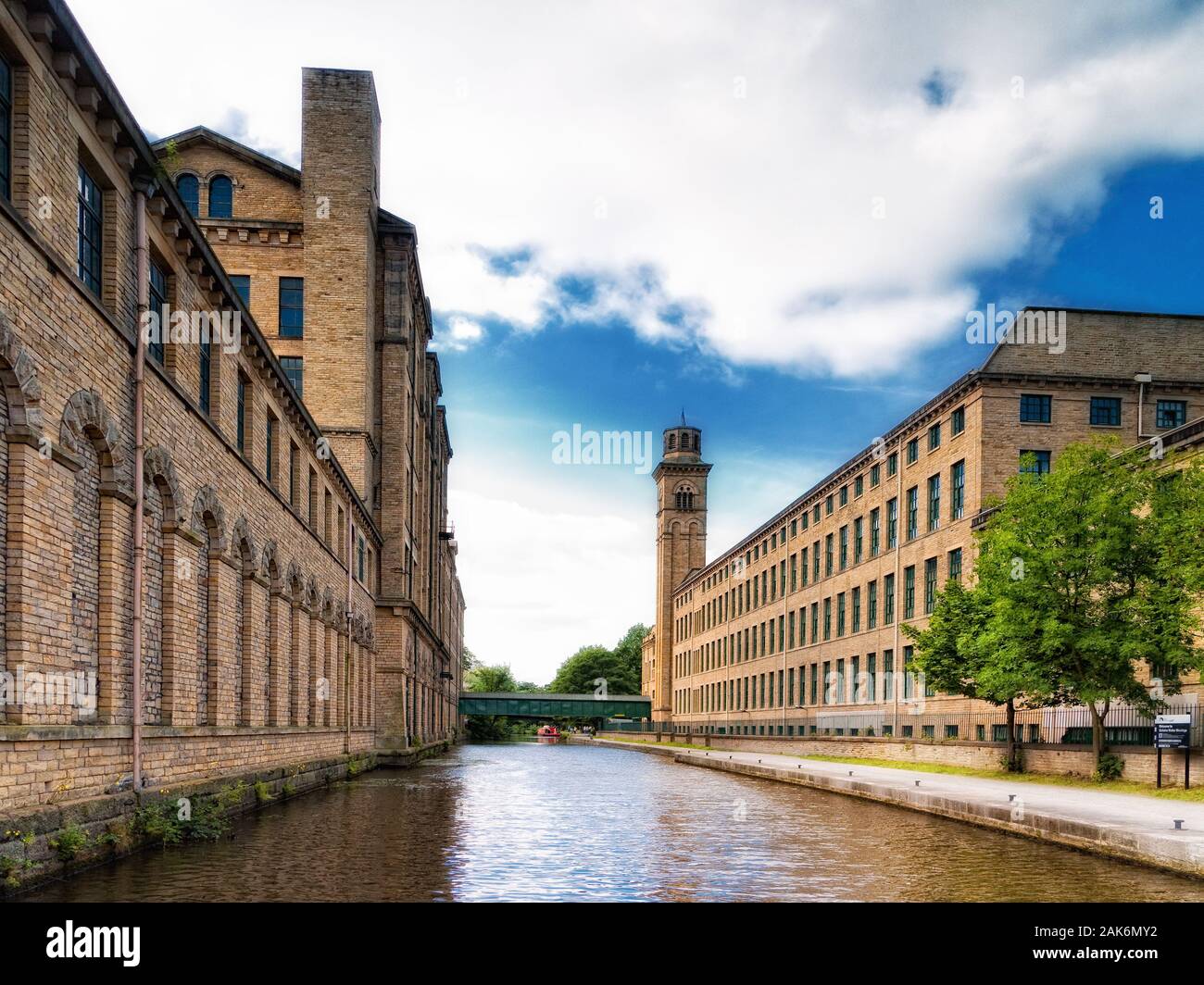Mill Buildings at Saltaire on the Leeds and Liverpool Canal Stock Photo ...