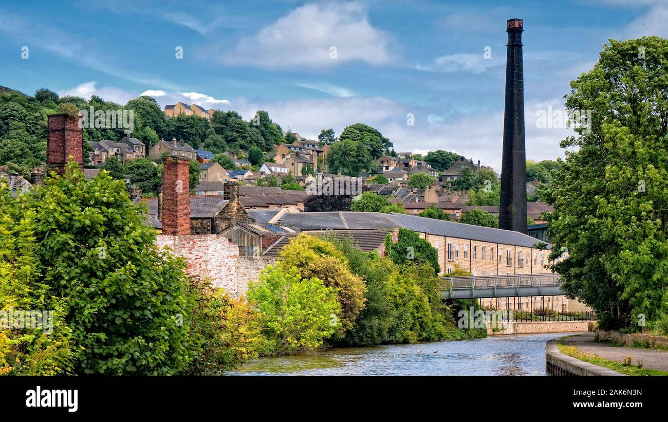 Old mill buildings near Bradford on the Leeds and Liverpool Stock Photo ...