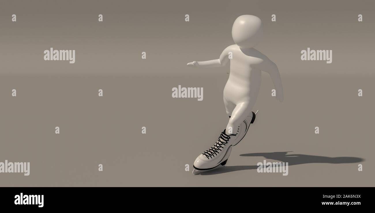 3d illustrator group of Ice skating symbols on a gray background, 3d ...