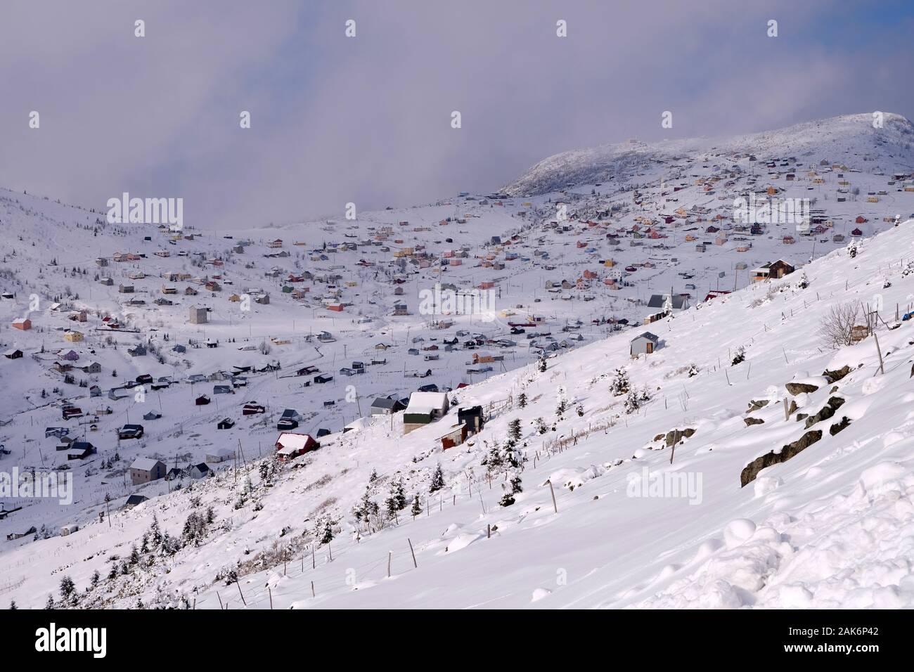 winter landscape from Sis Dağı plateau in trabzon Beşikdüzü turkey ...