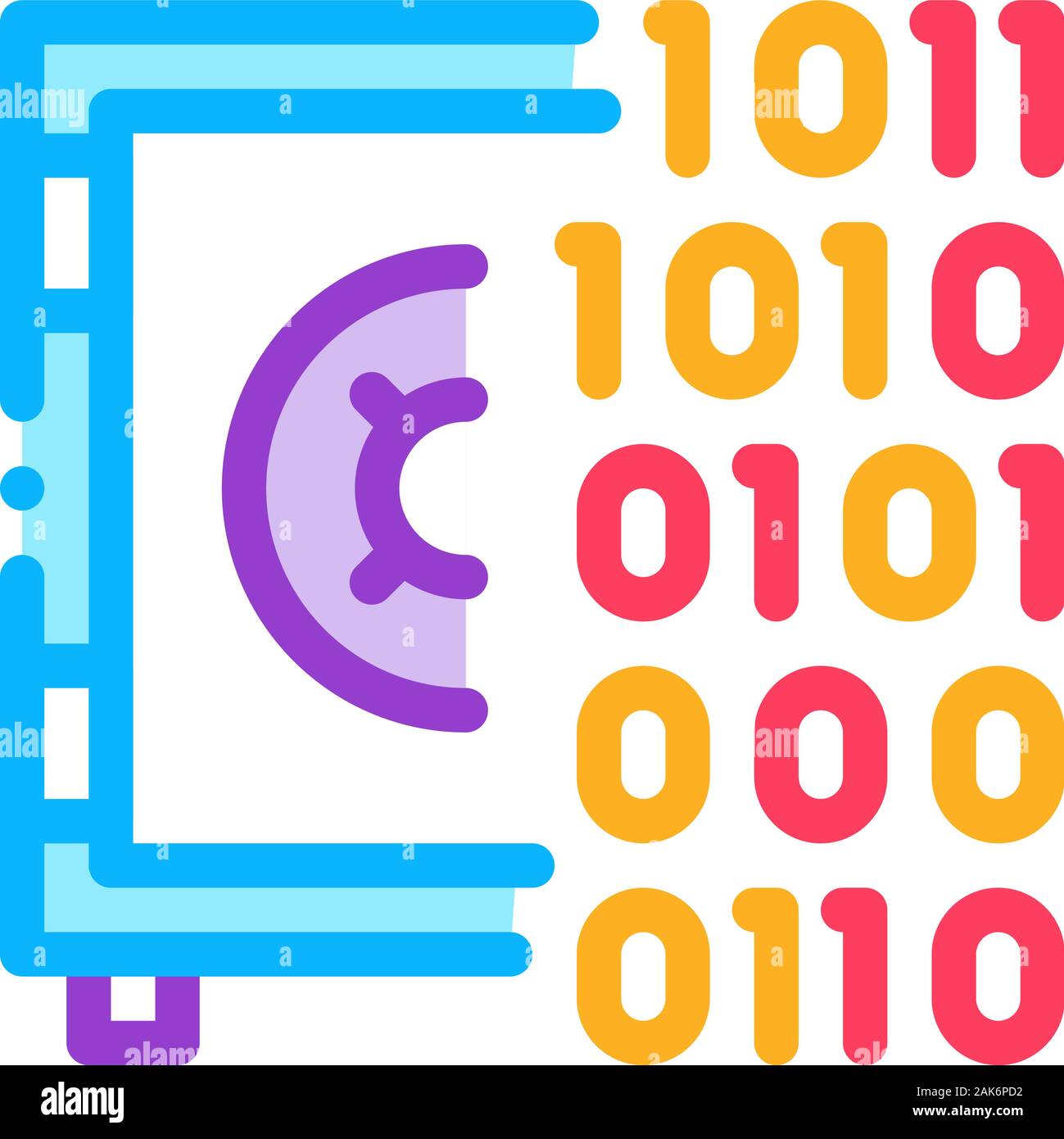 Computer Hacking with Binary Code Icon Vector Outline Illustration ...