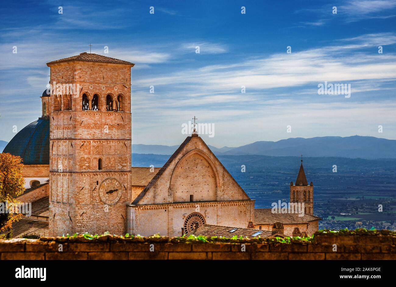 View of medieval Assisi Cathedral of St Rufinus, completed in the 13th ...