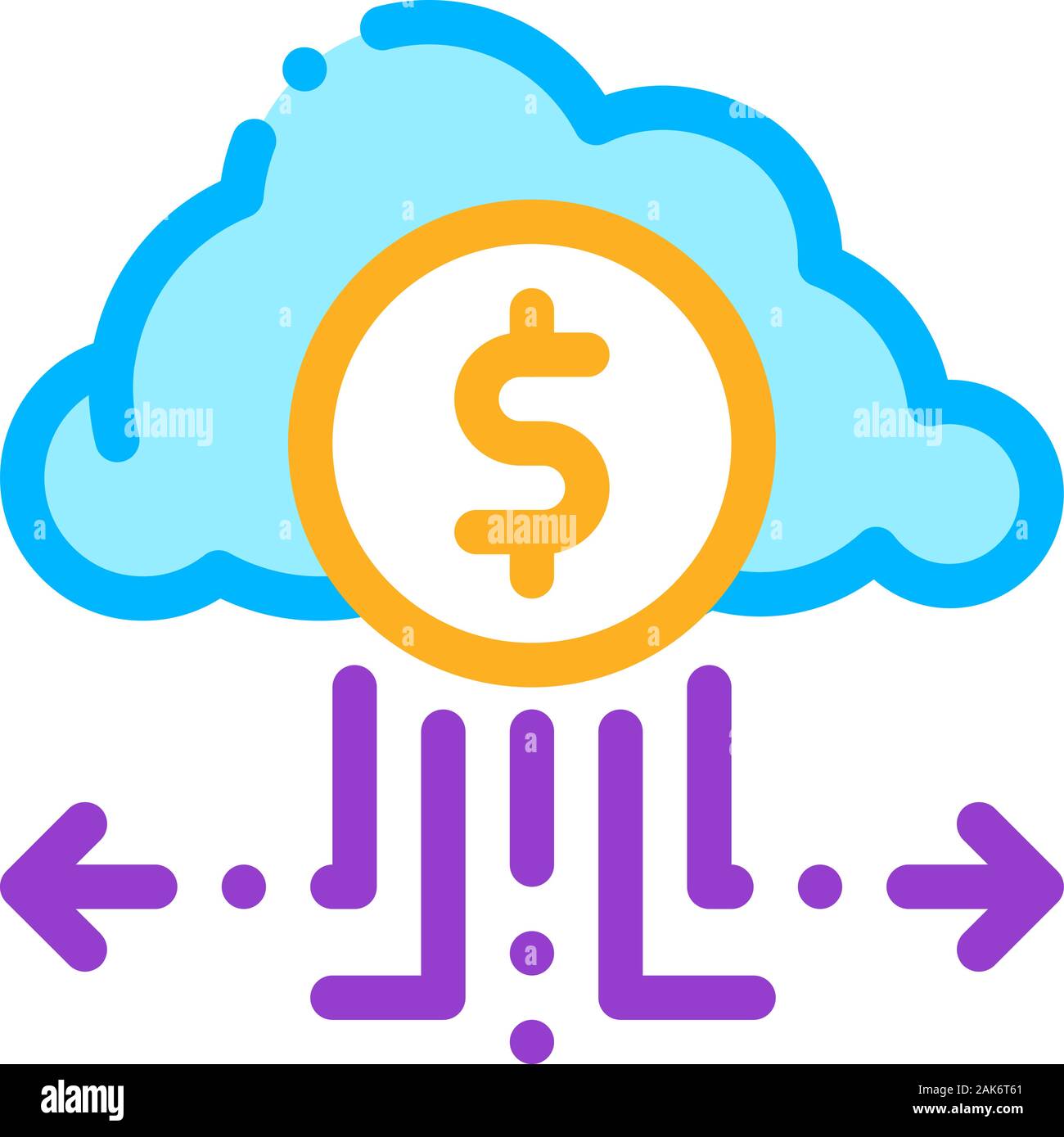 Charge Money Through Cloud Storage Icon Vector Outline Illustration ...