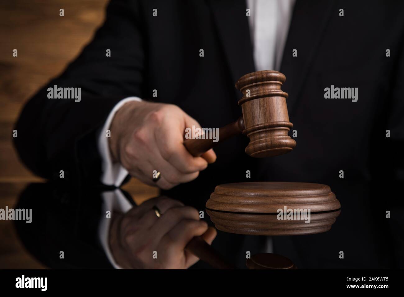 Justice and law concept. Male judge in a courtroom Stock Photo - Alamy