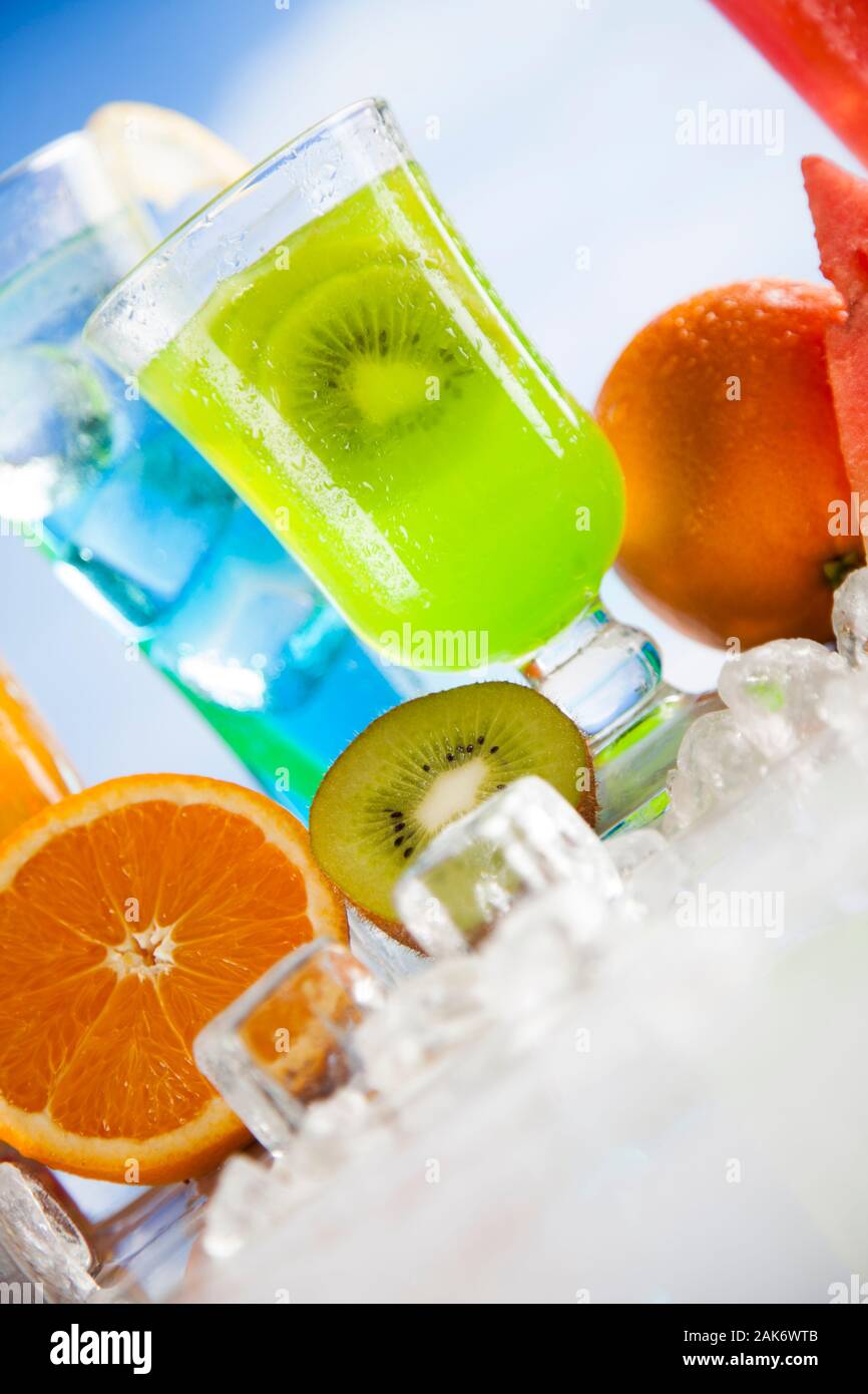Summer background, Variety of cold drinks Stock Photo - Alamy