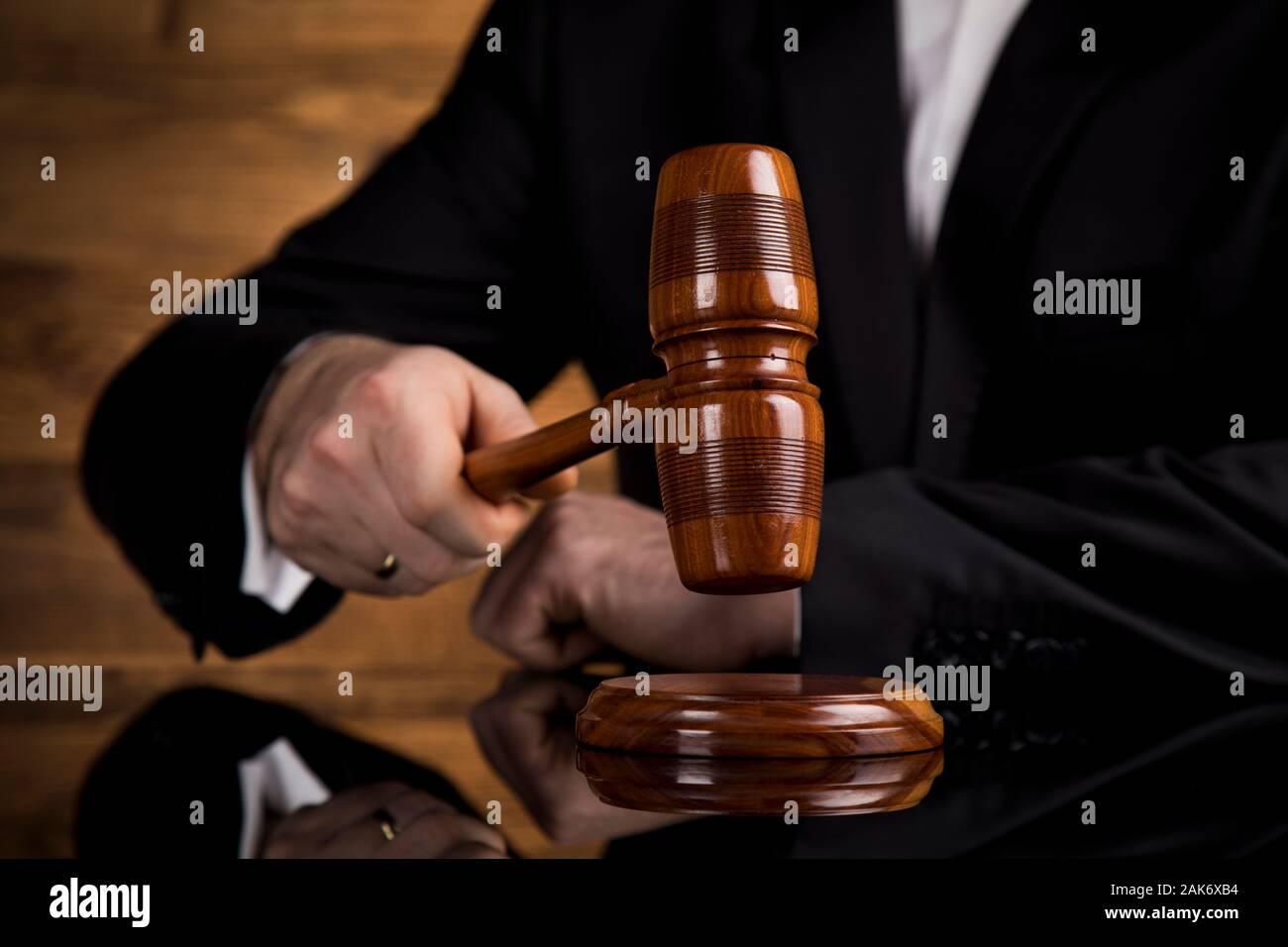 Justice and law concept. Male judge in a courtroom Stock Photo - Alamy