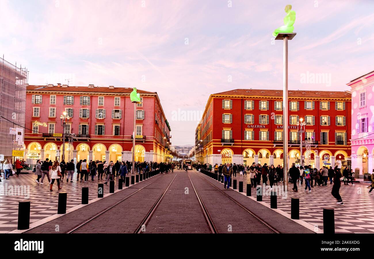 Place Massena Square in Nice at Night France Stock Photo - Alamy