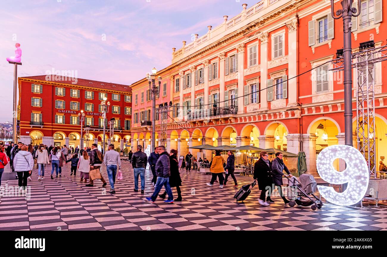Place Massena Square in Nice at Night France Stock Photo - Alamy