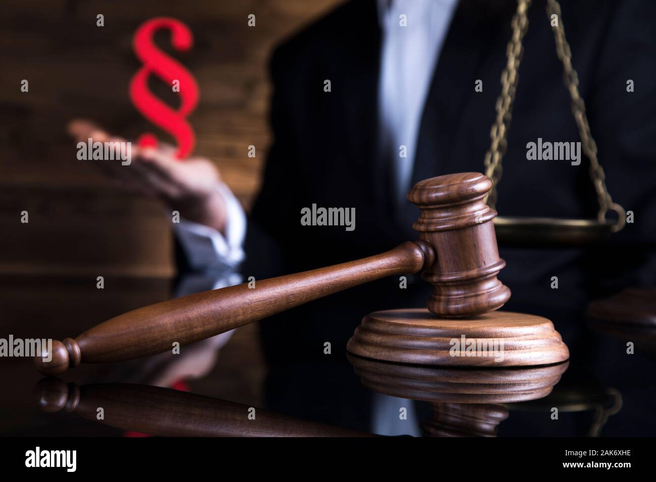 Justice and law concept. Male judge in a courtroom Stock Photo - Alamy