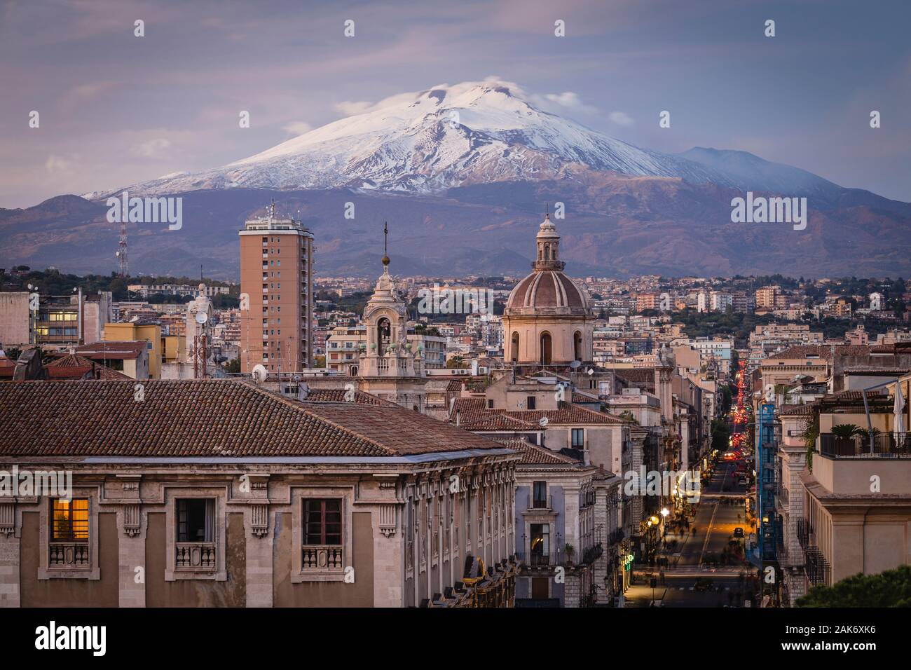 The city of Catania and Mount Etna volcano, Sicily, Italy Stock Photo ...