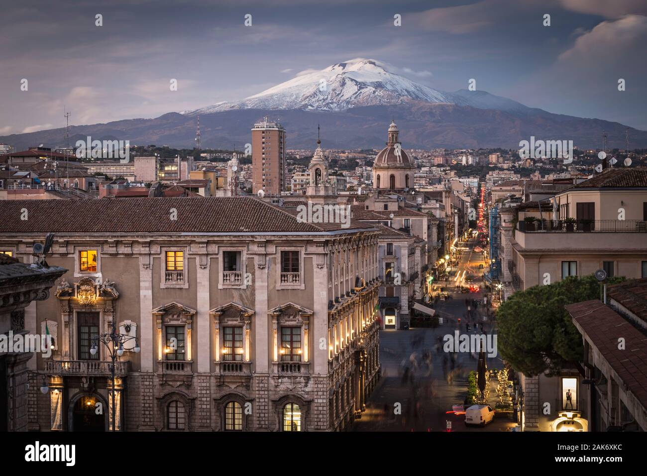 The city of Catania and Mount Etna volcano, Sicily, Italy Stock Photo ...