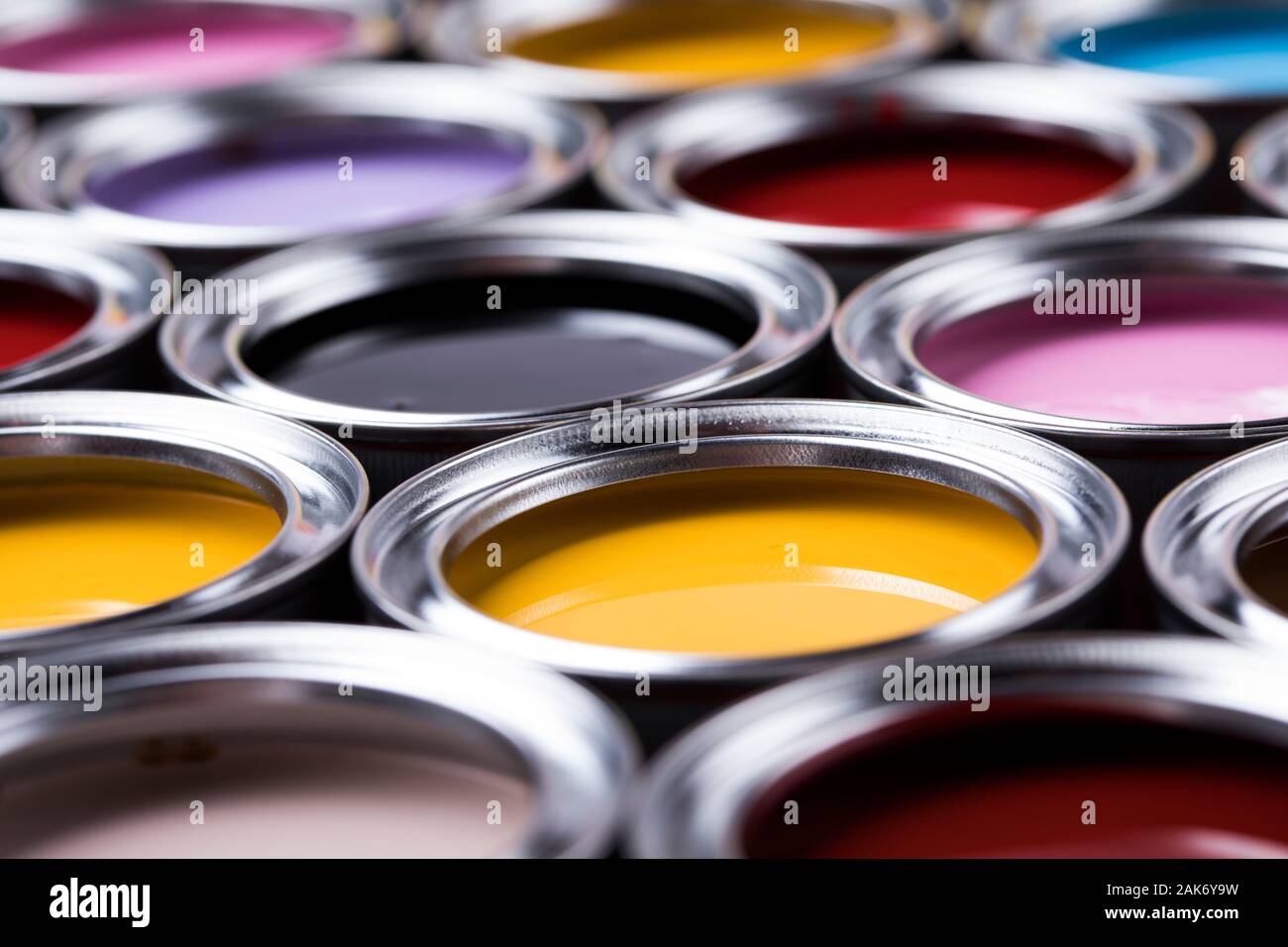 Colorful paint cans set, Painting background Stock Photo - Alamy