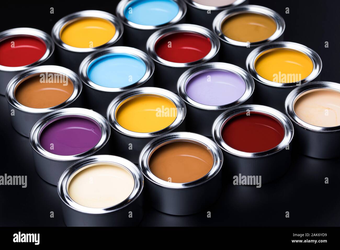 Colorful paint cans set, Painting background Stock Photo - Alamy