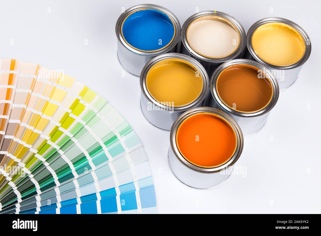 Colorful paint cans set, Painting background Stock Photo - Alamy