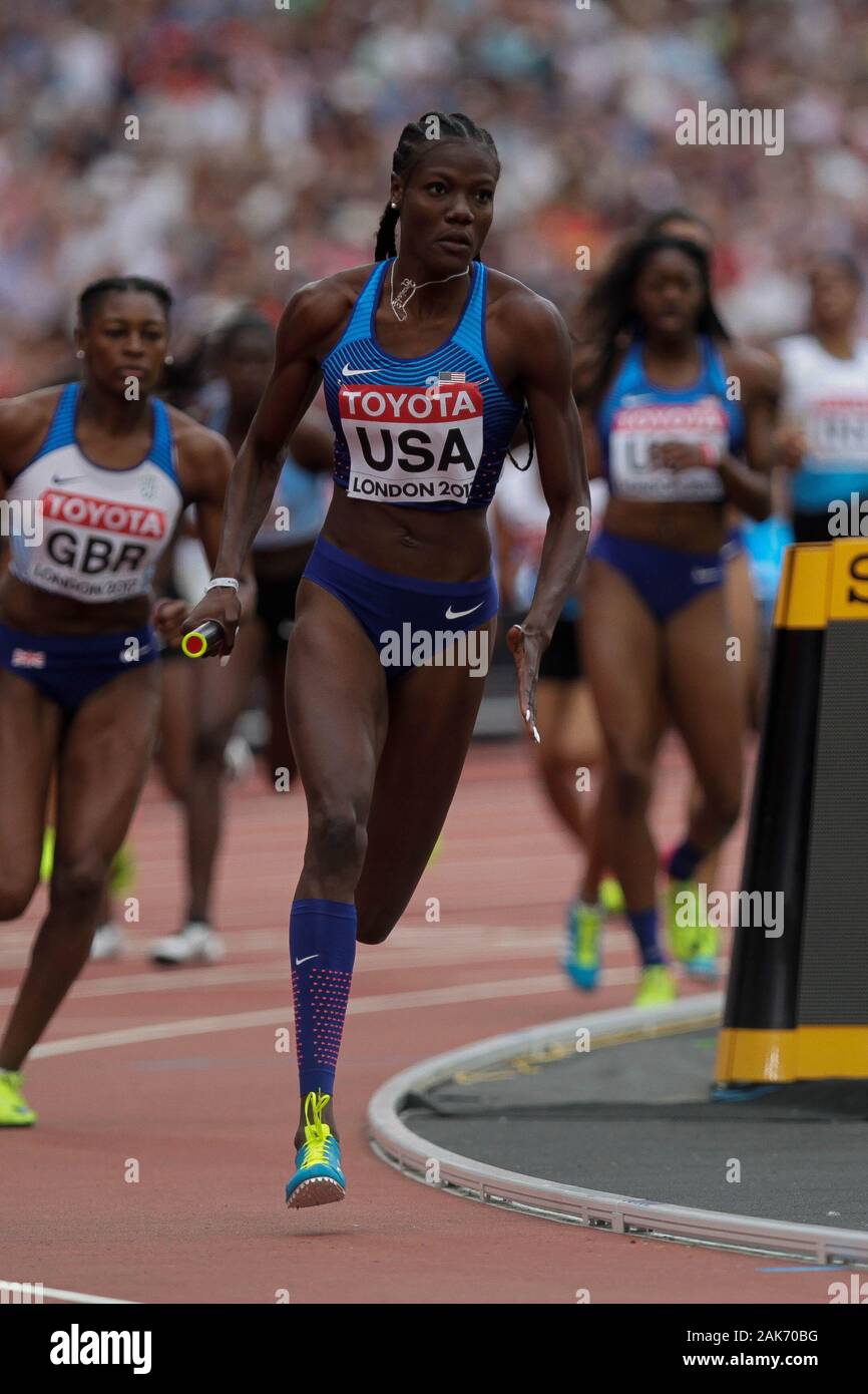 Kendall Ellis (USA) during the 1st Heats 4x400m Relay Women of the IAAF ...