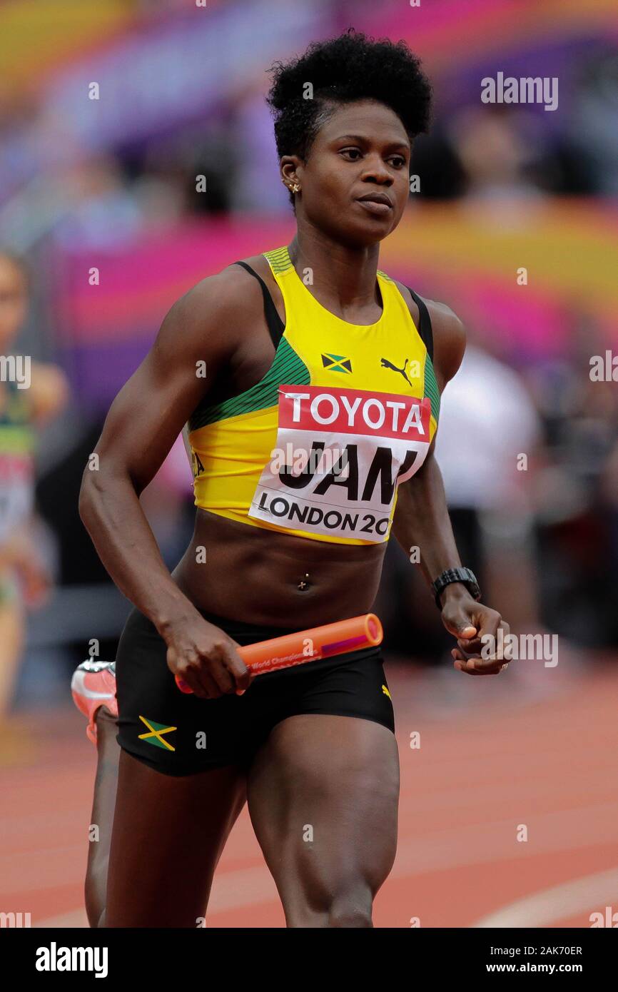 Anneisha McLaughlin-Whilby (Jamaique) at the 2nd Heats 4x400m Relay ...