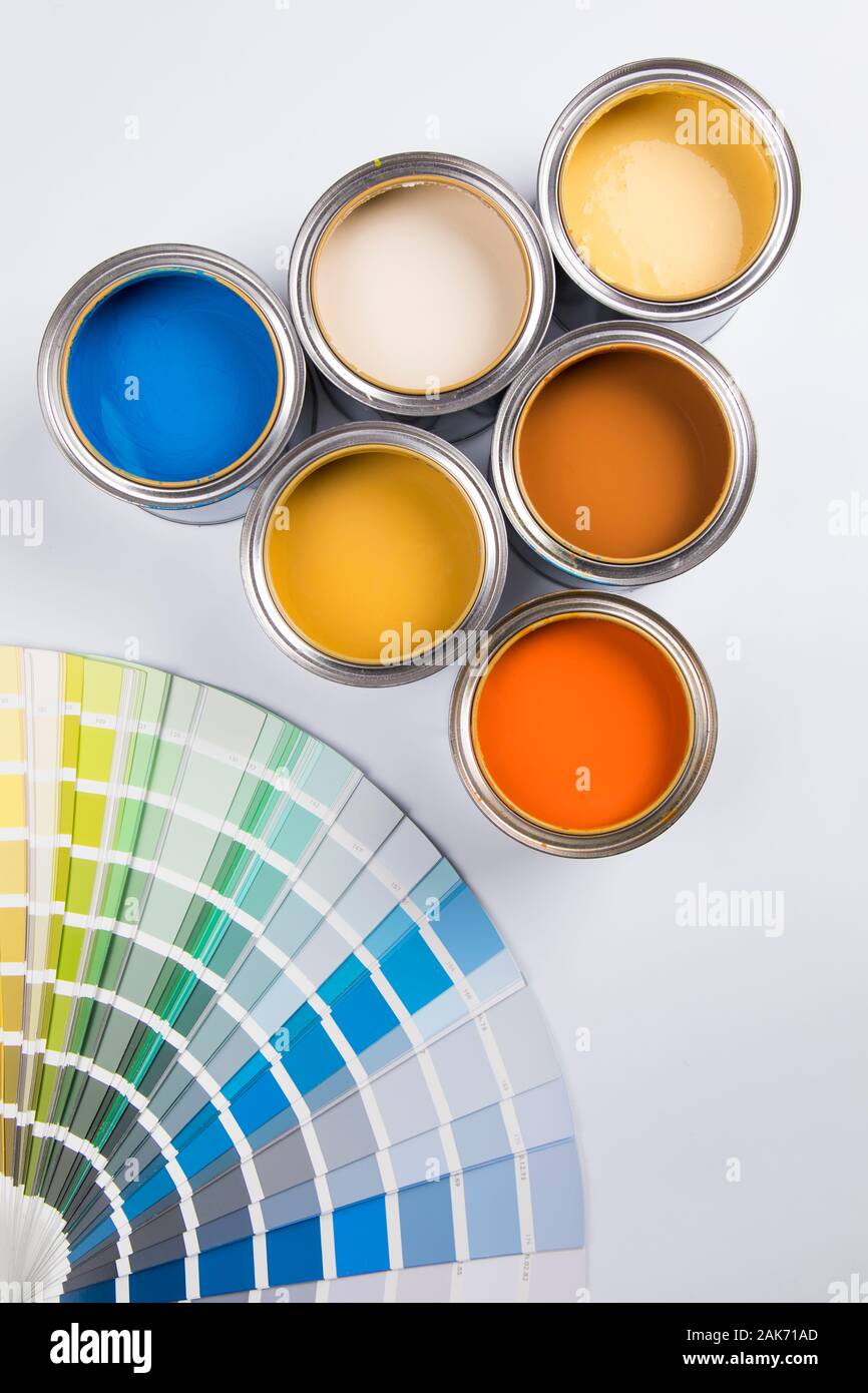 Tin metal cans, Painting background Stock Photo - Alamy