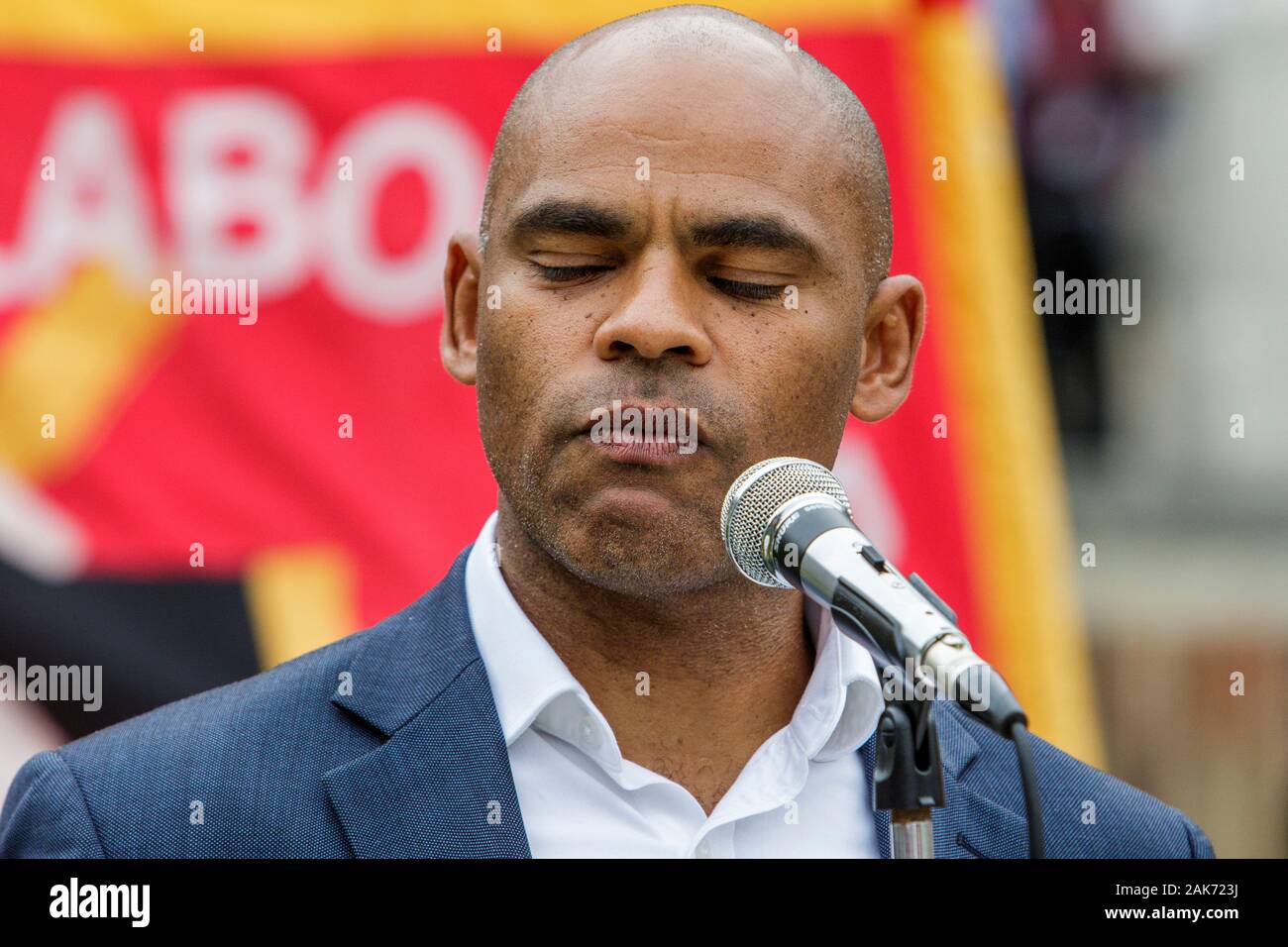 Bristol Mayor Marvin Rees talks to protesters in Bristol before they ...