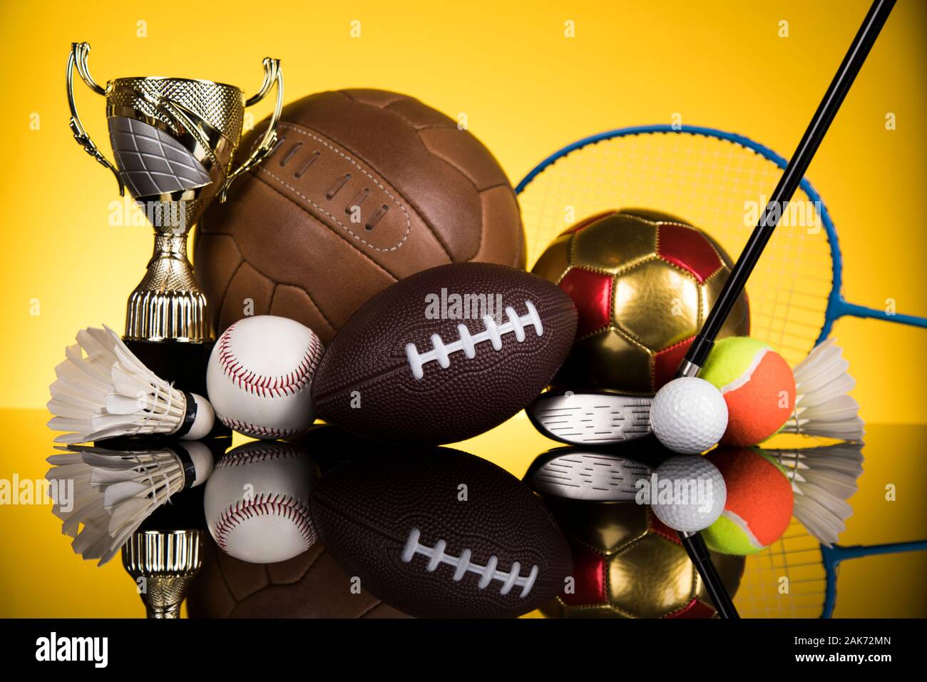 Trophy, Winning, Award. sport ball background Stock Photo - Alamy