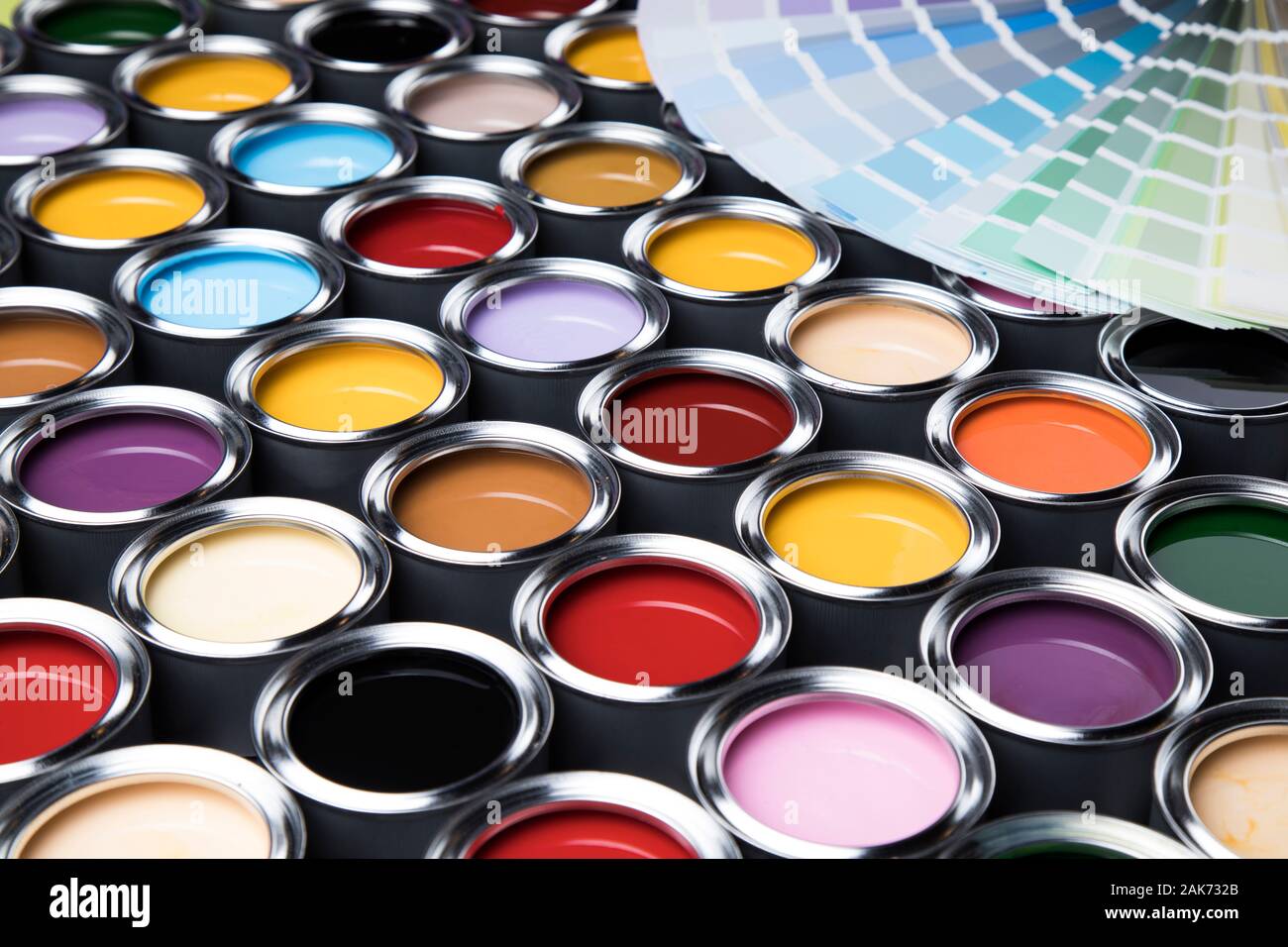 Colorful paint cans set, Painting background Stock Photo - Alamy