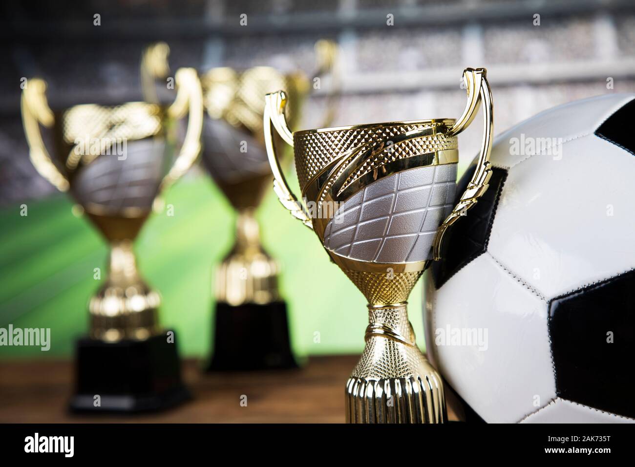 Trophy, Winning, Award. sport ball background Stock Photo - Alamy