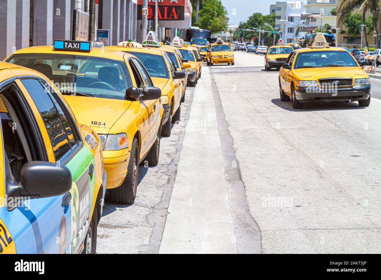 Miami Beach Florida,Miami Beach Convention Center,centre,taxi cabs,line ...