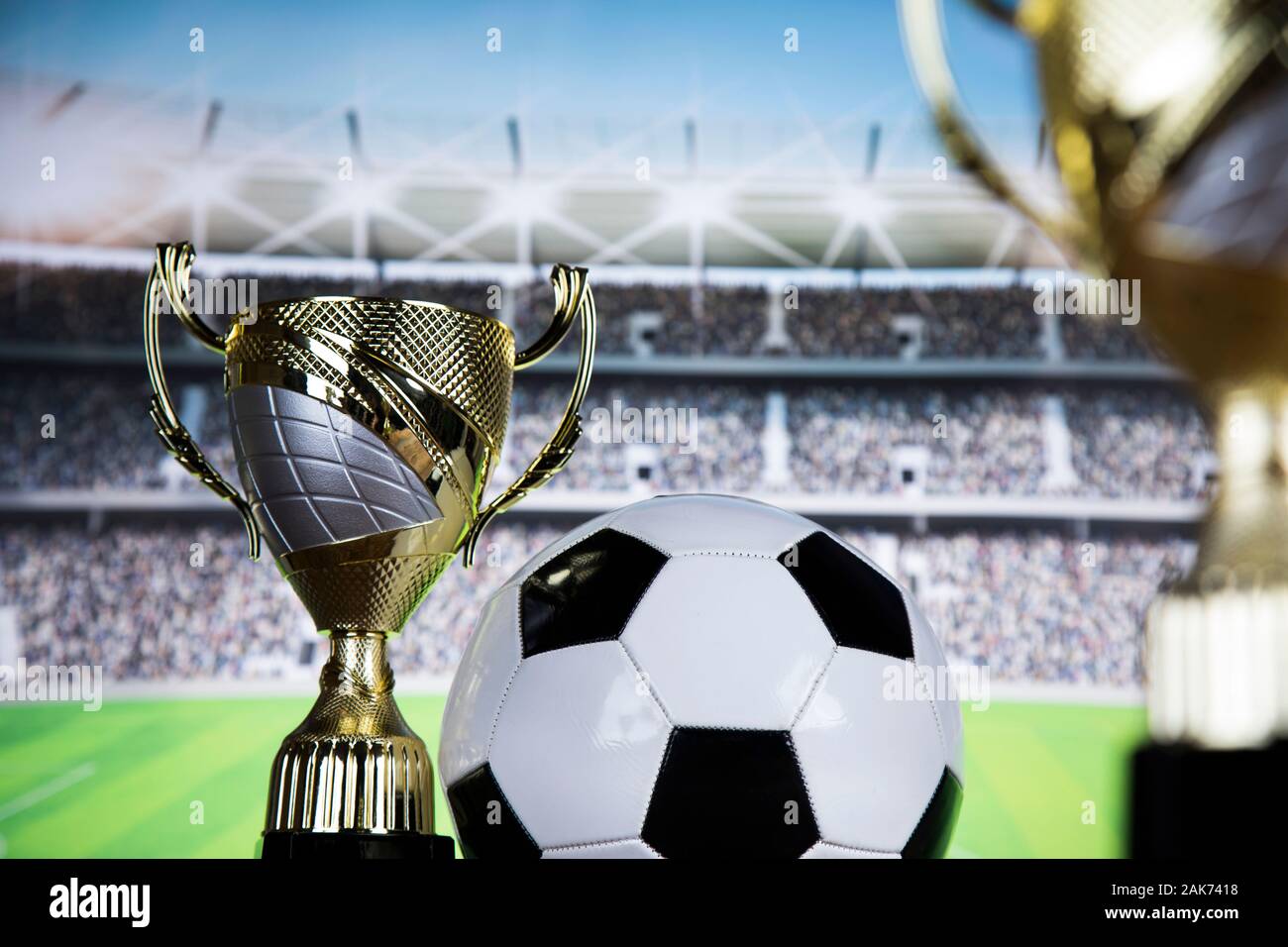 Trophy, Winning, Award. sport ball background Stock Photo - Alamy
