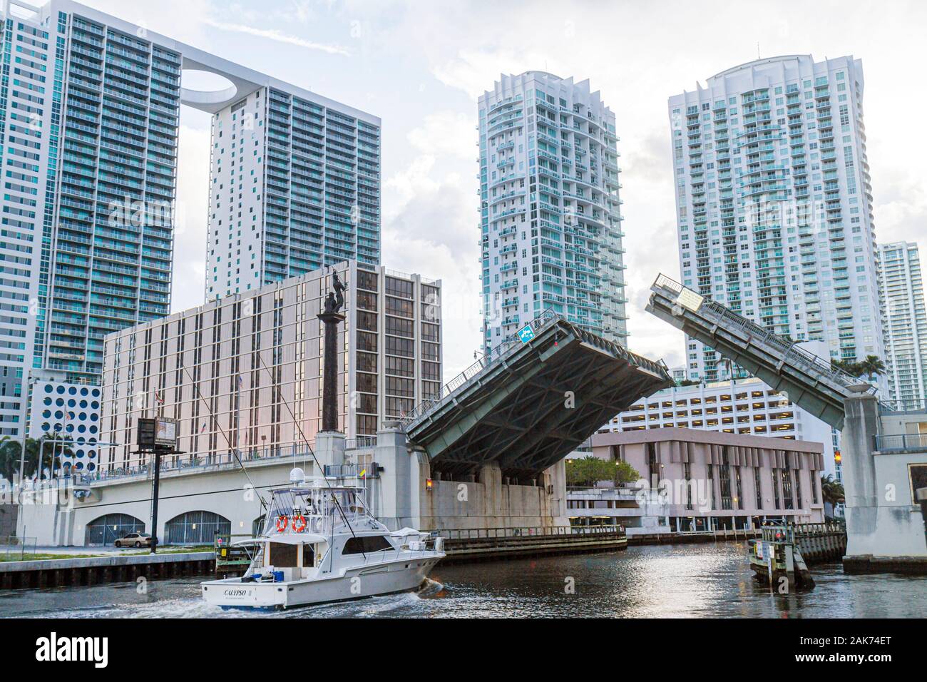 Florida miami miami river water high rise high building buildings hi ...
