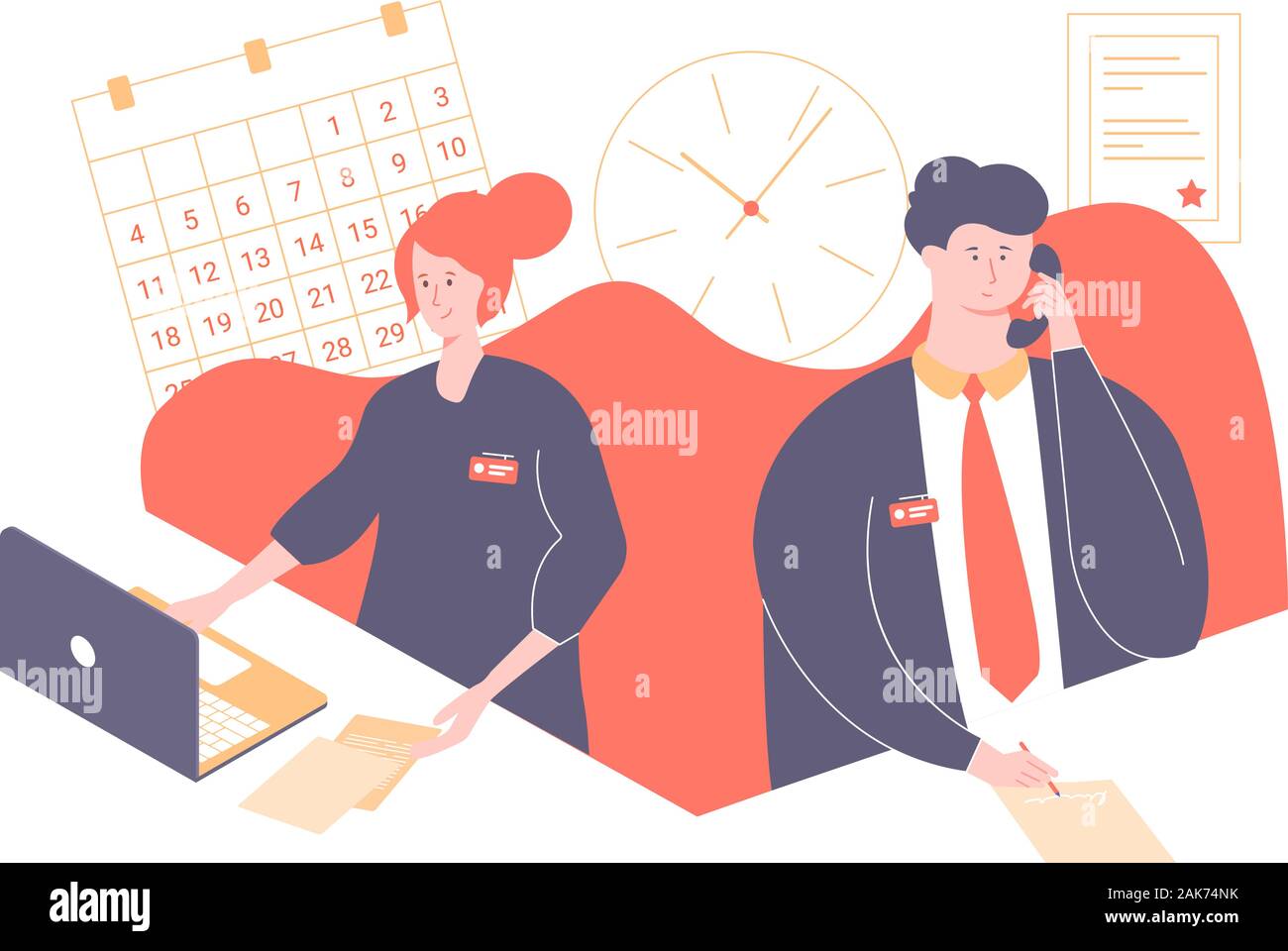 Business man in office working with papers Stock Vector Images - Alamy