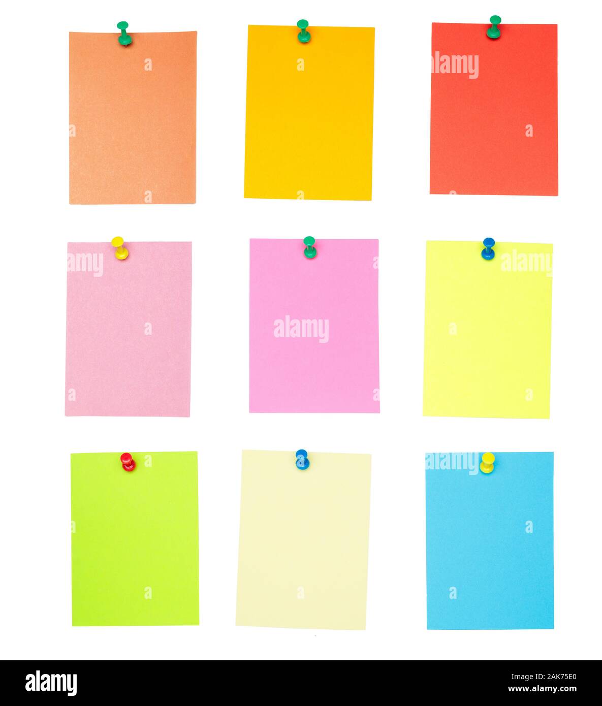 Collection of different colored pinned sheets of note papers stickers ...
