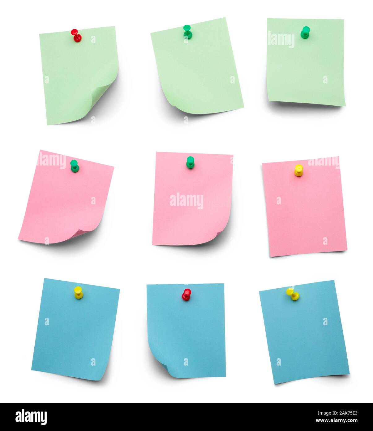 Collection of different colored pinned sheets of note papers stickers ...