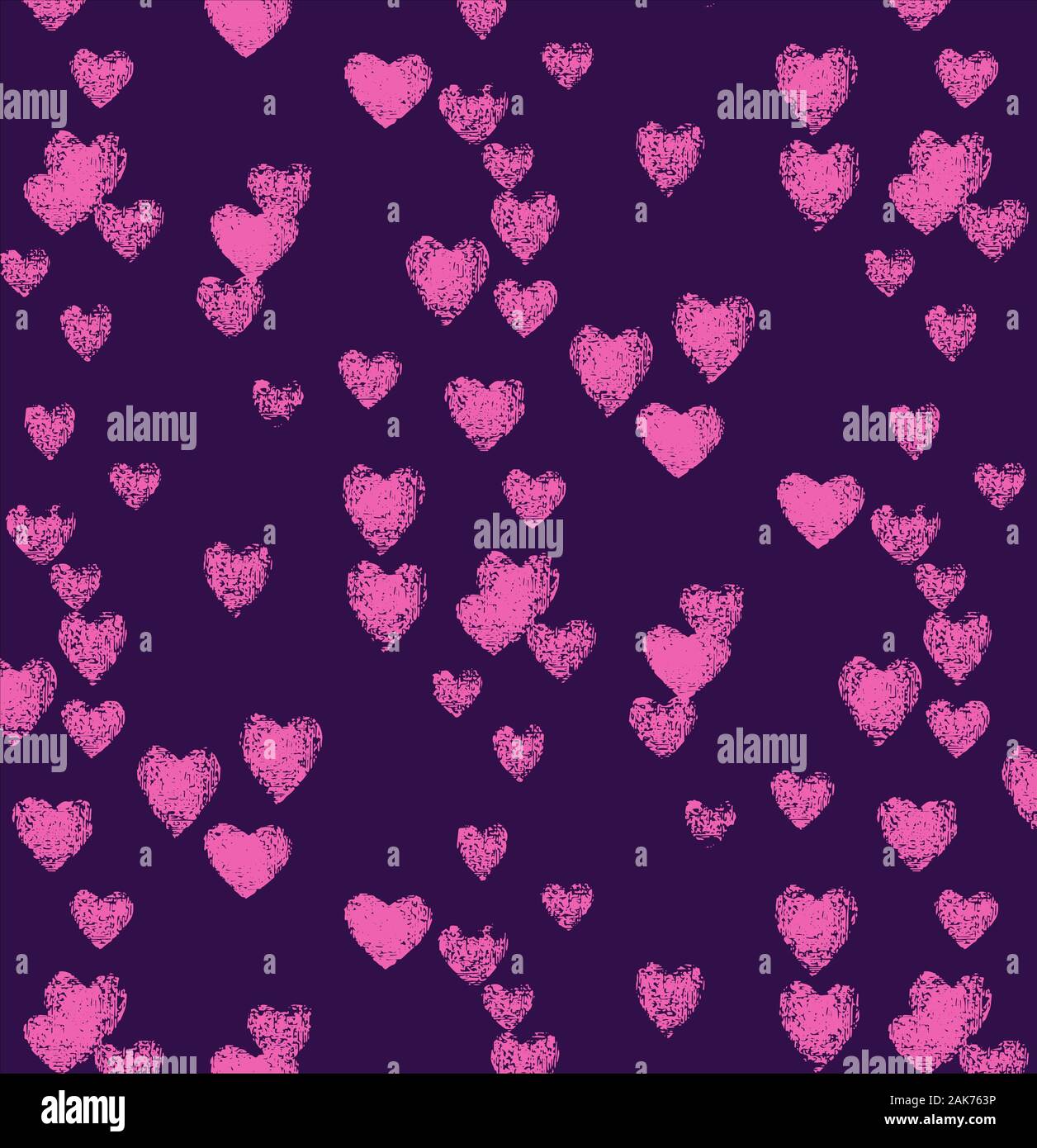 Pattern with pink heart on the violet background Stock Photo - Alamy