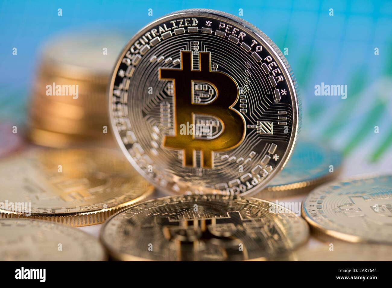 Bitcoins and new virtual money concept, financial chart Stock Photo - Alamy