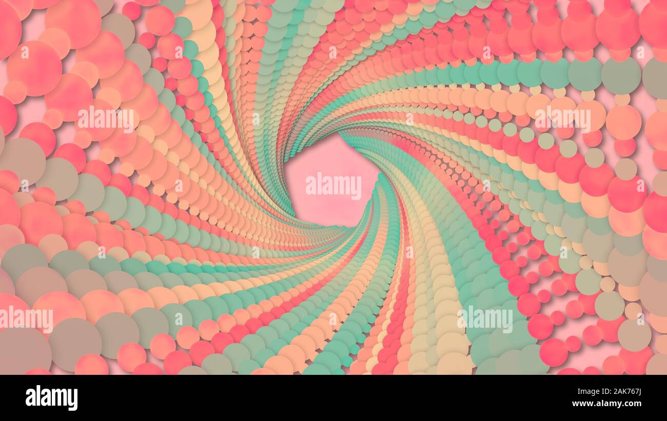 3d Illustration, Big Pastel Colors dots lined up in lines It was put ...