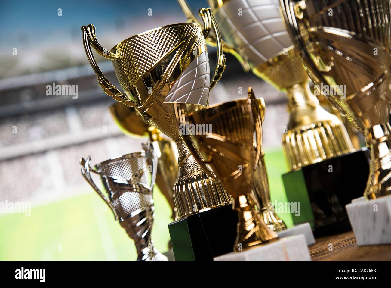 Trophy, Winning, Award. sport ball background Stock Photo - Alamy