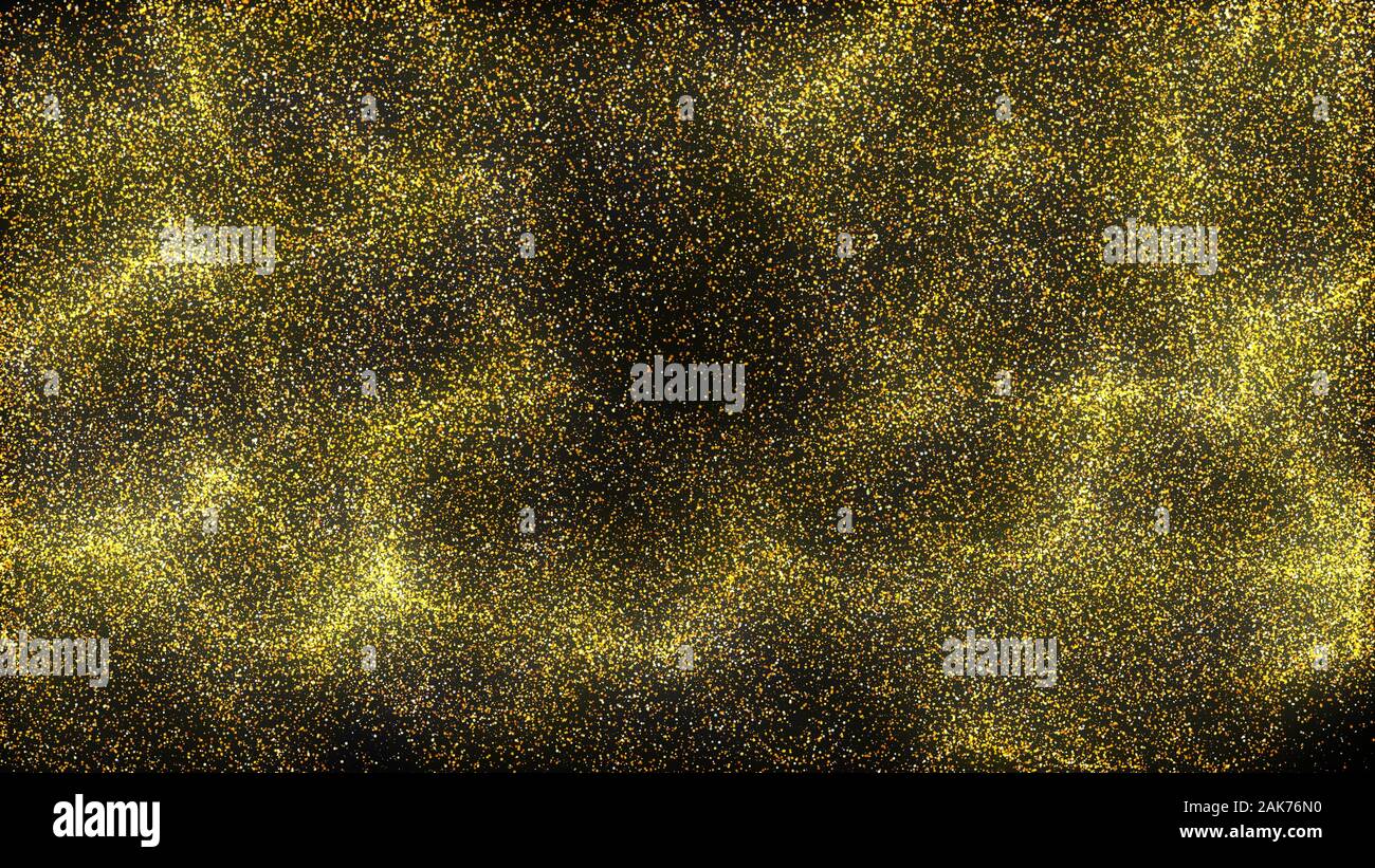 Golden dust spread like waves of water. A pile of golden sand spreading ...