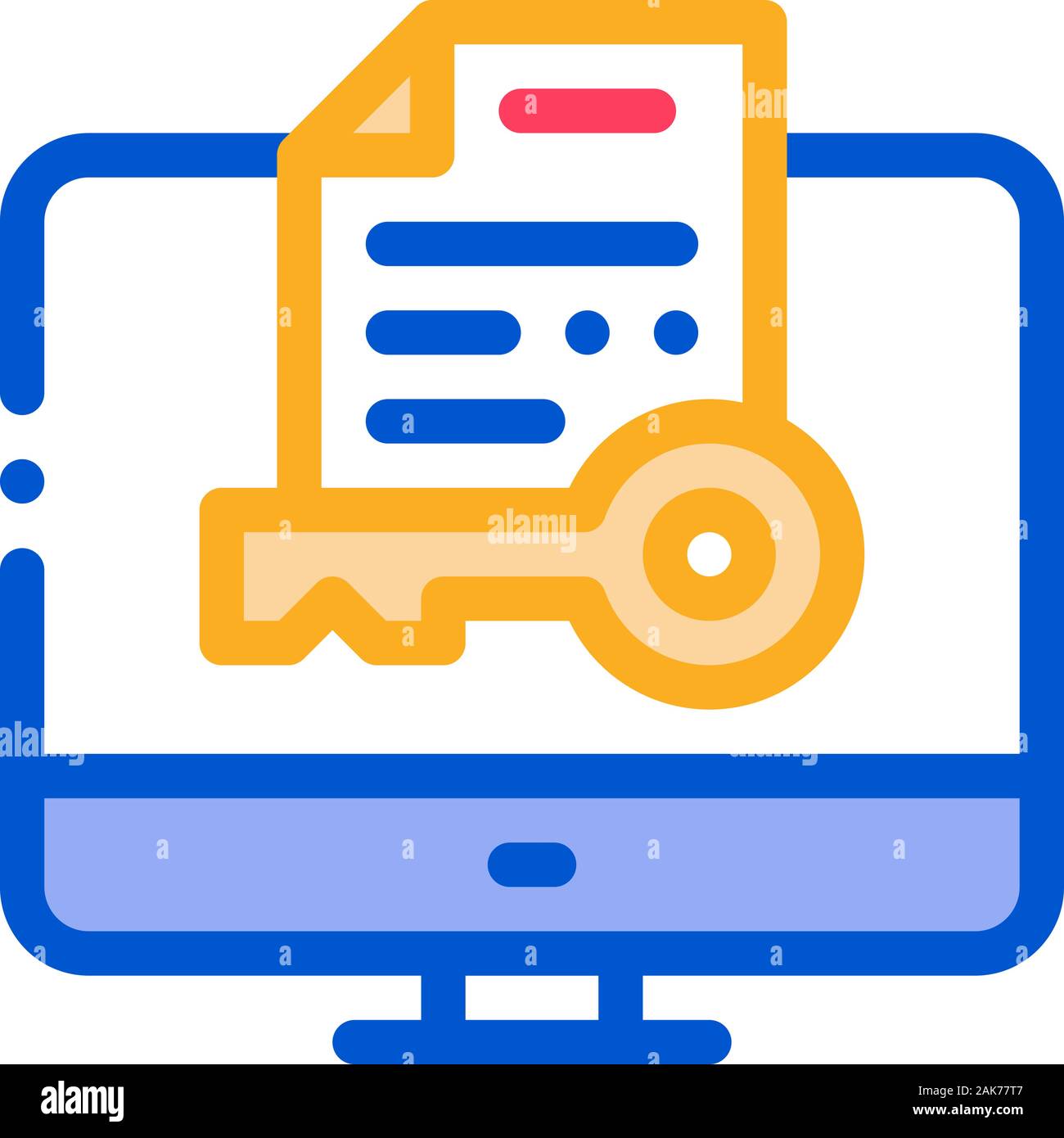 Secret Documents in Computer Icon Vector Outline Illustration Stock ...