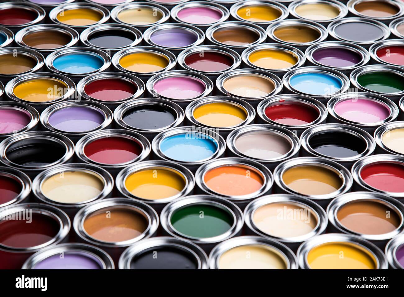 Colorful paint cans set, Painting background Stock Photo - Alamy