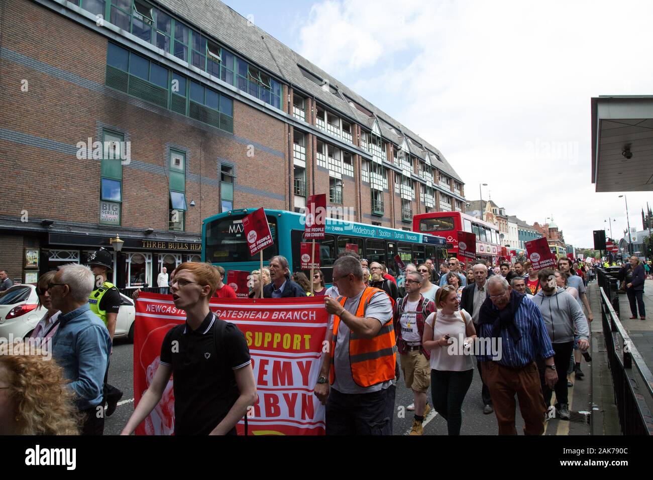 Pro Jeremy Corbyn march. July 2016 Newcastle upon Tyne. Protesters ...