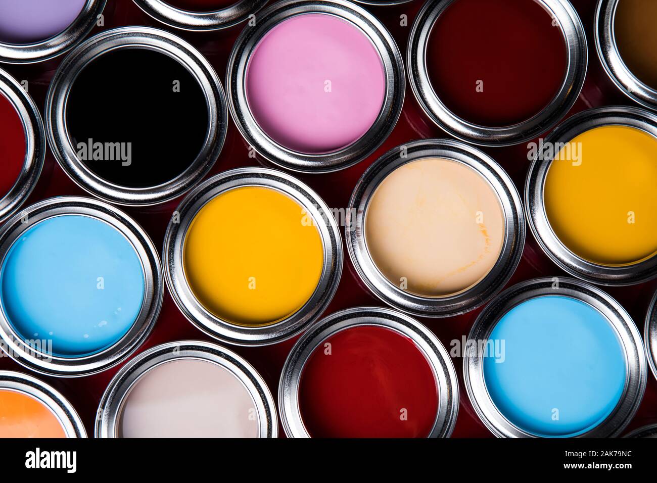 Colorful paint cans set, Painting background Stock Photo - Alamy