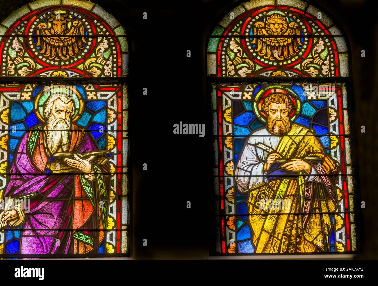 Saint Luke and Mark Gospel Writers Winged Ox Lion Stained Glass Saint ...