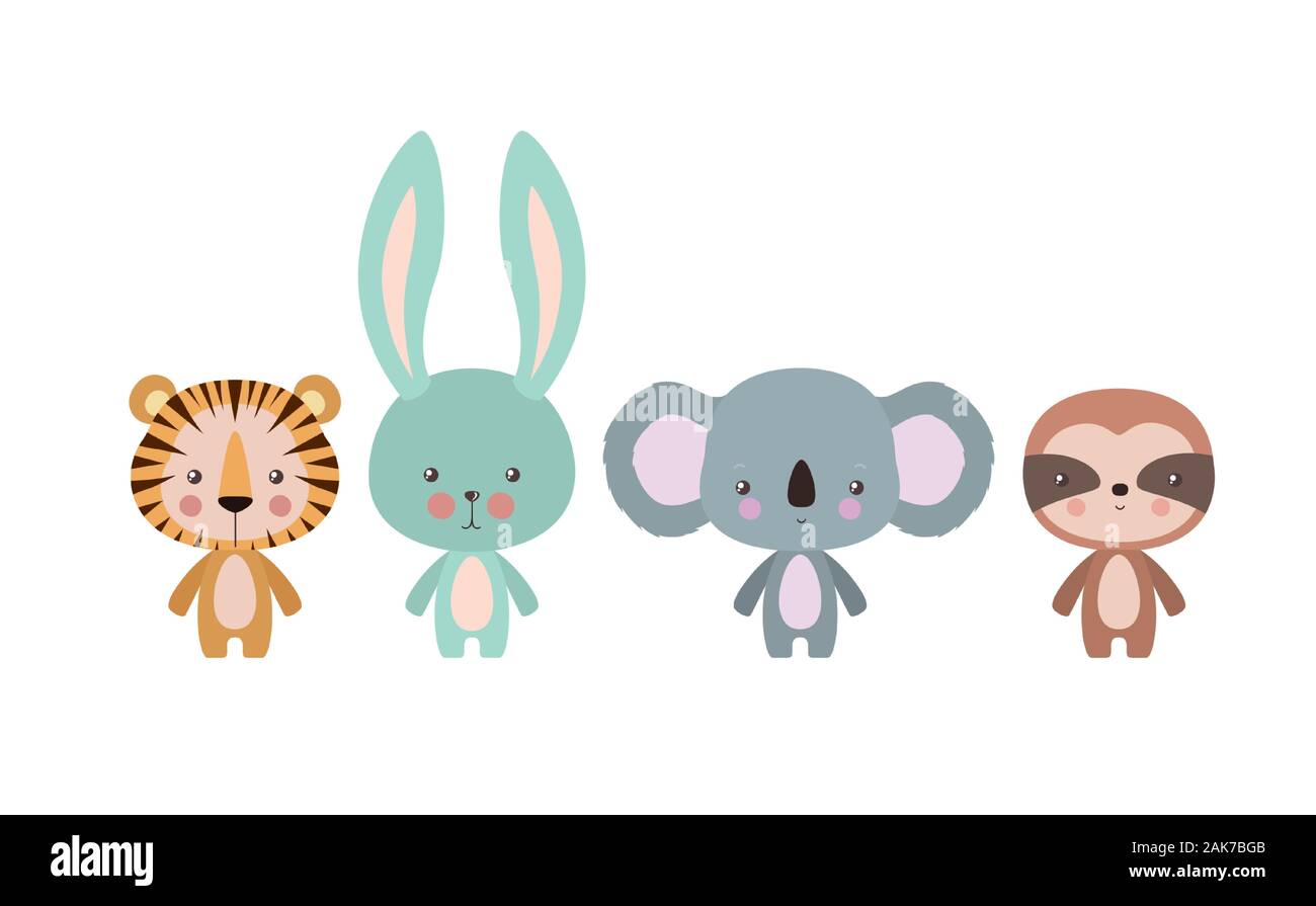 Tiger rabbit koala and sloth cartoon vector design Stock Vector Image ...