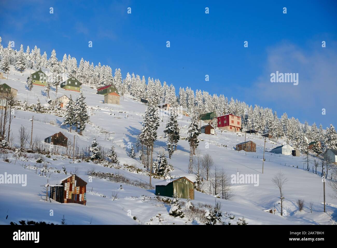 winter landscape from Sis Dağı plateau in trabzon Beşikdüzü turkey ...