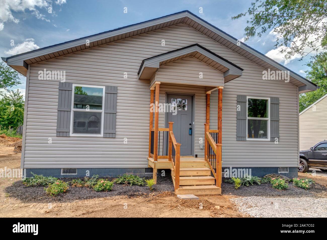 Horizontal shot of a starter tract home under construction Stock Photo ...