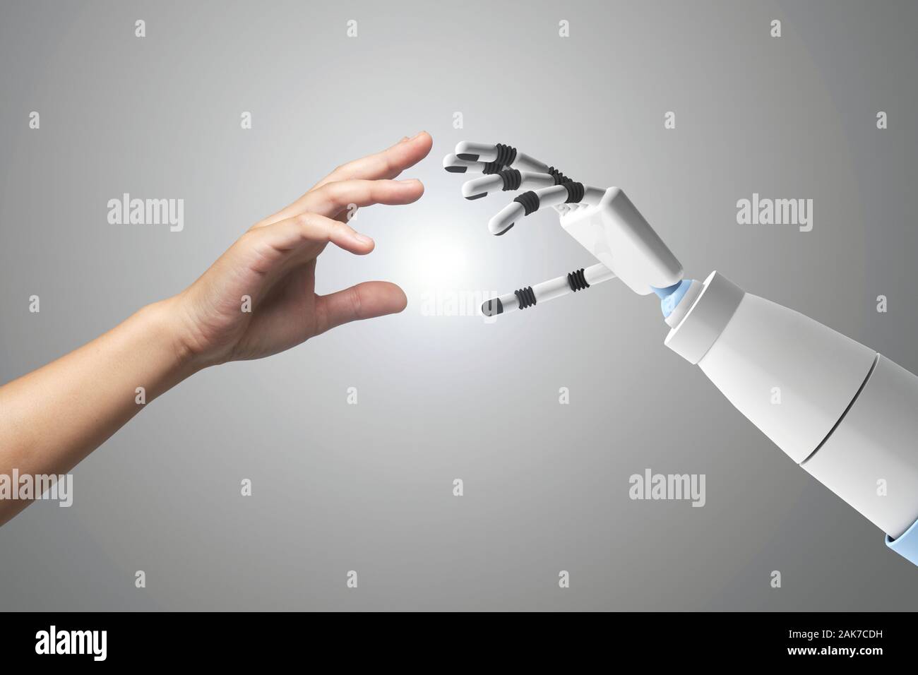 Woman and robot hands Stock Photo - Alamy