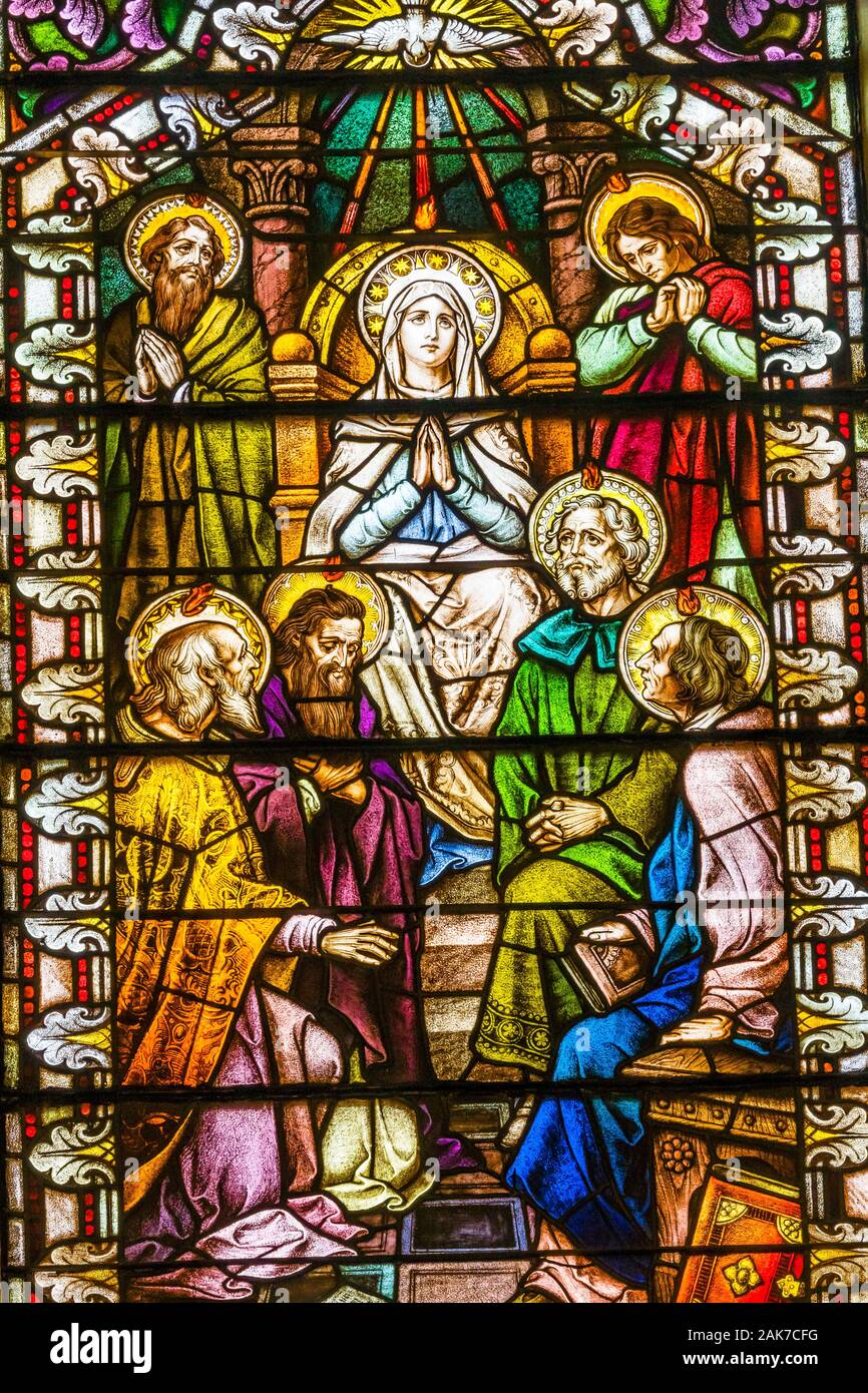 Adoration Virgin Mary Holy Spirit Stained Glass Saint Mary's Catholic ...